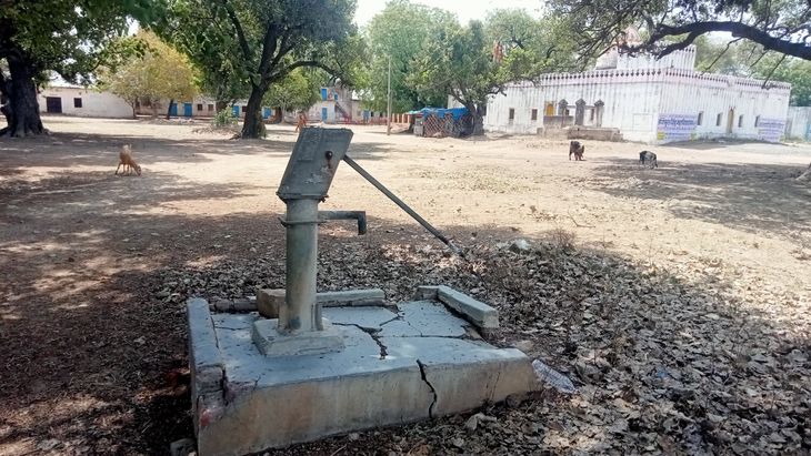 The hand pump installed in the temple premises is out of order for a ...