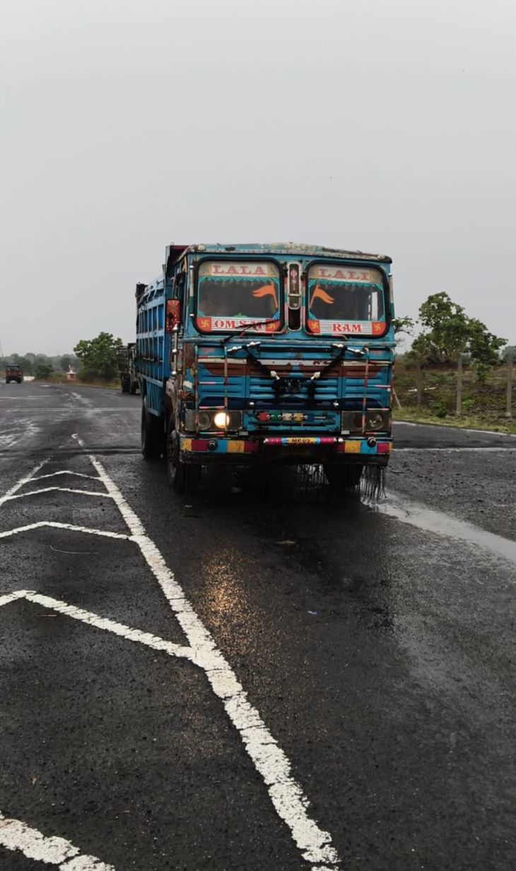 Potholes on the road due to movement of heavy vehicles