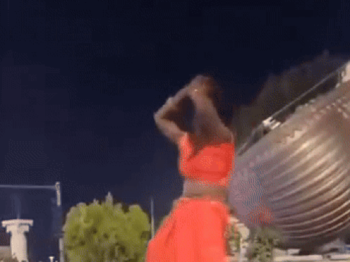 ayodhya. Dance of a girl in red saree at Latachowk of Ayodhya