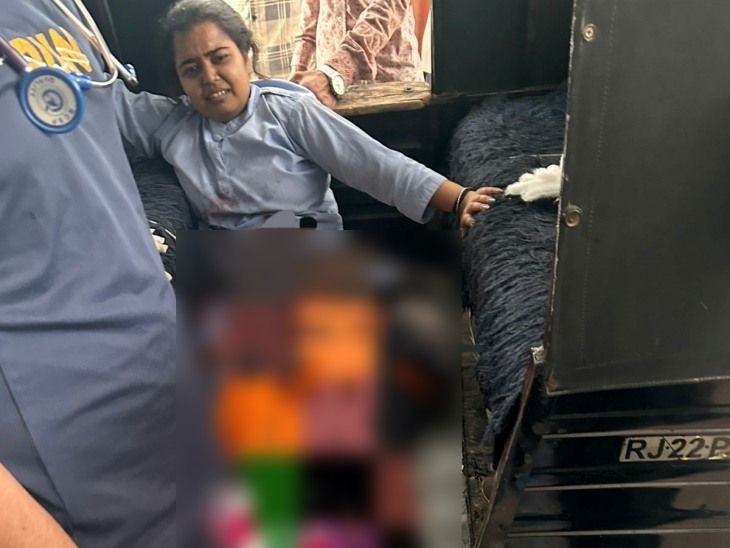 The bus tire passed over the girl's feet