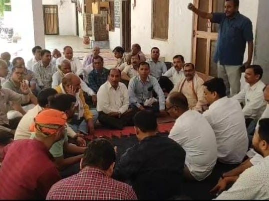 Protest by employees in irrigation department