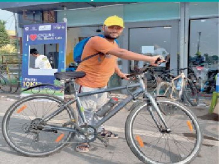 He cycles 30 kms every day with his large intestine and urine bag tied ...