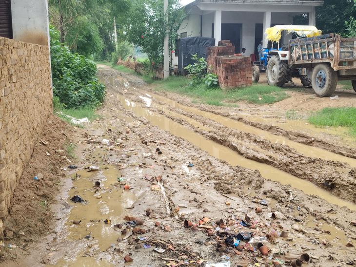 The road in Basaudhi Majra is in bad condition