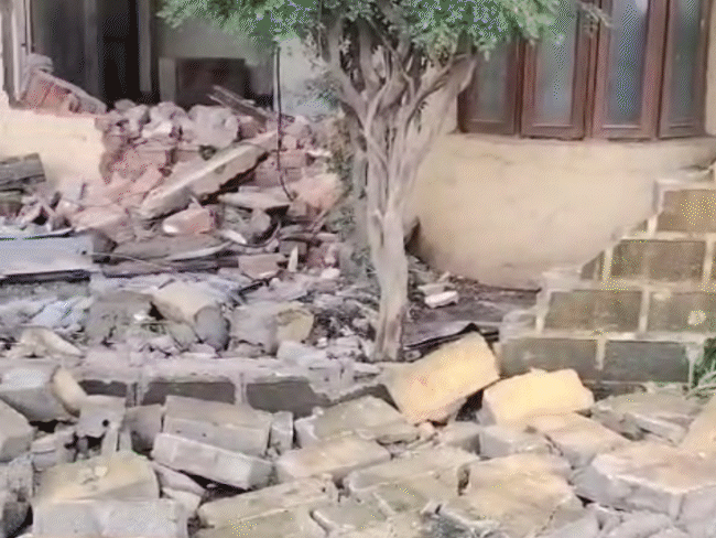 Boundary wall of IAS's house and CCTV cameras were broken