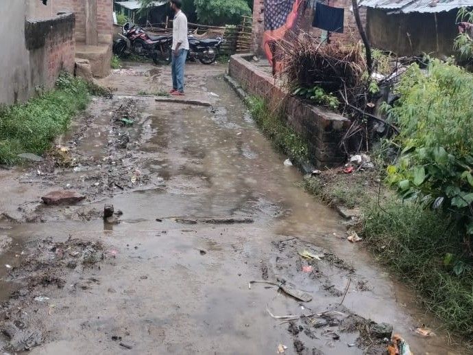 Waterlogging in Bashari village after rain