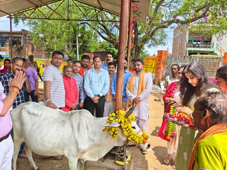 SDM's visit to Kanha Gaushala in Ghatampur on Janmashtami