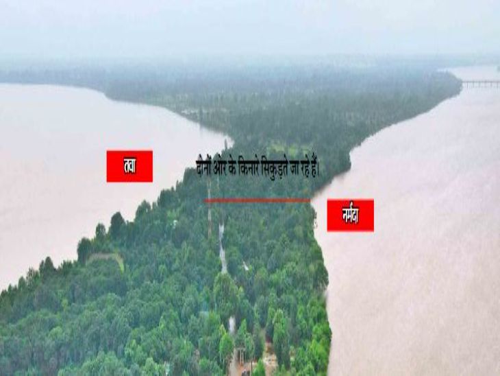 Due to erosion, the banks of Tawa-Narmada river came closer