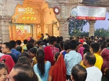 Devotees thronged the Nimbahera Amba Mata Temple.