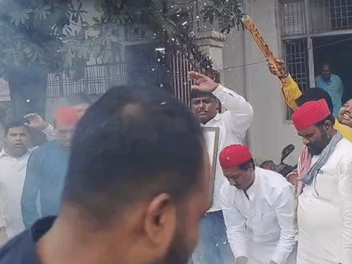 Celebrations in Gorakhpur on the release of Azam Khan