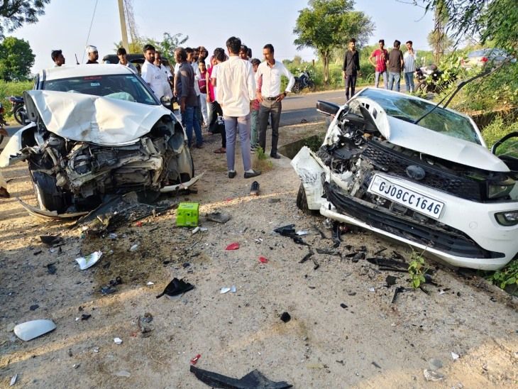 Two cars collide in Perwa | पेरवा में दो कारों की टक्कर: टक्कर के बाद ...