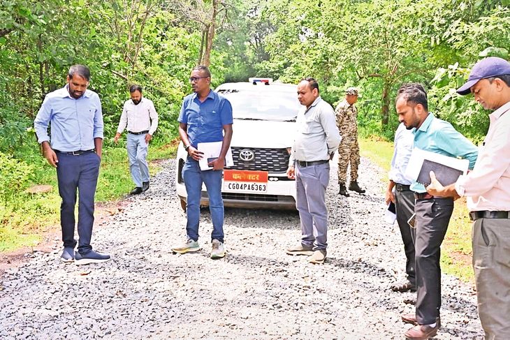 Quality check of new road between Dokal and Kamarpara