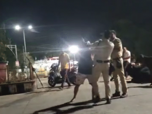 A scuffle broke out with a policeman when he tried to stop a young man ...