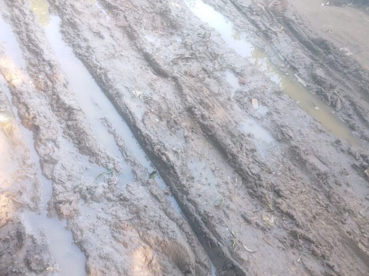 The unpaved roads in Saidapur Bhau are filled with mud due to rain ...