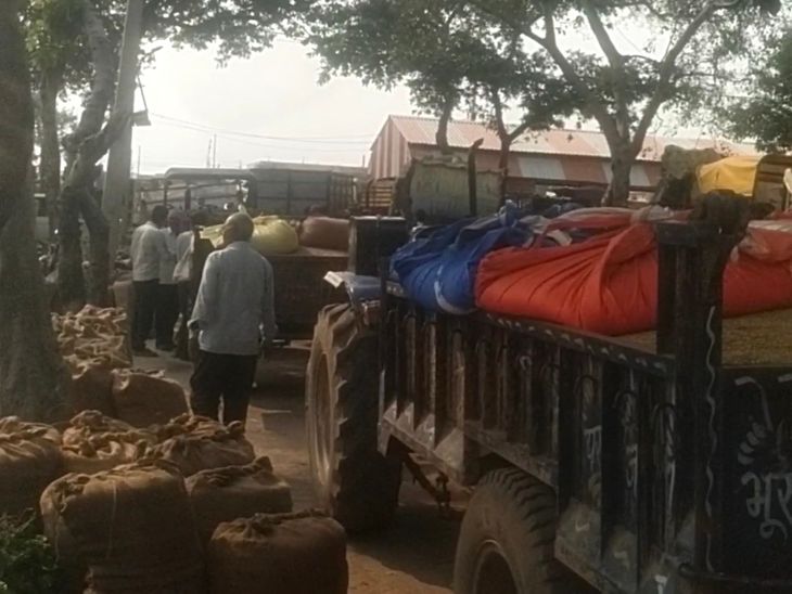 Chaos in Gabhana Mandi due to heavy arrival of paddy