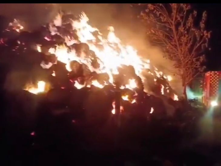 Fire in stubble heap at milk plant