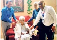 SBI felicitates centenarian customer Dr. Shiv Kumar at his home