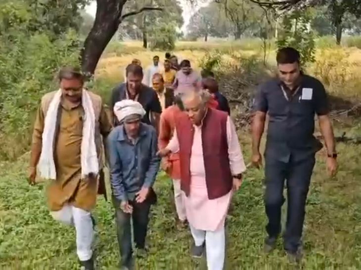 Bhitarwar MLA inspected the crops destroyed due to excessive rainfall.