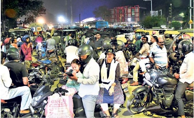 Traffic jams were caused by the stoppage of traffic on the routes where ...