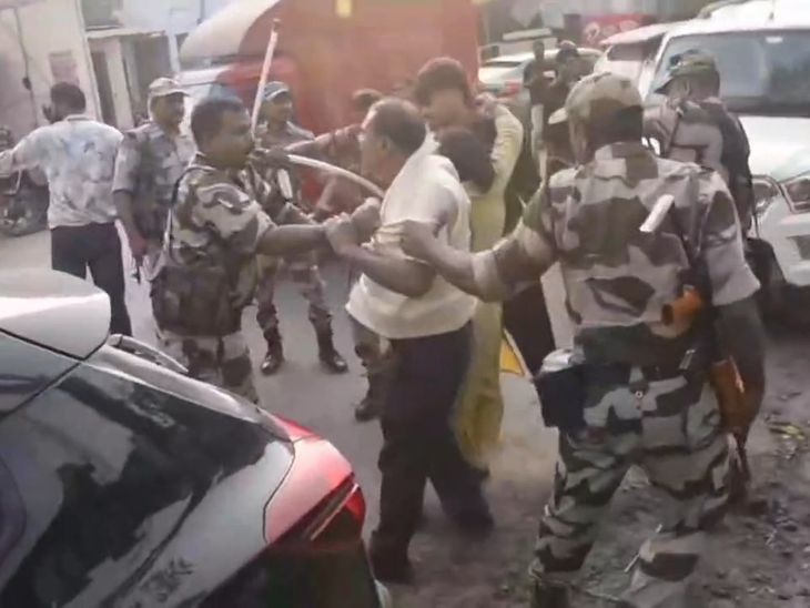 Scuffle with police officers deployed on election duty