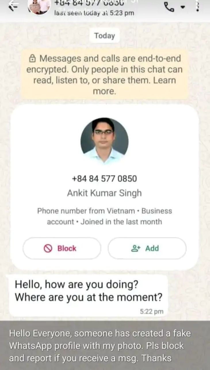 Misleading messages using a collector's photo were sent from a ...