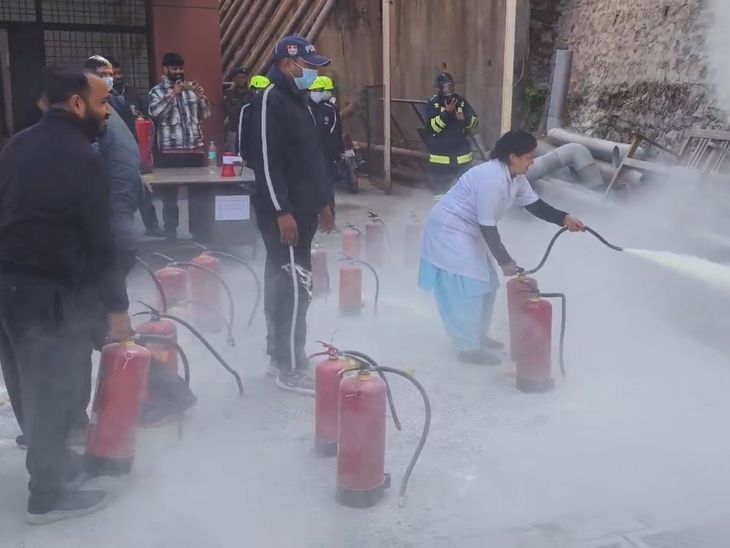 Mock drill of fire unit at Almora Base Hospital