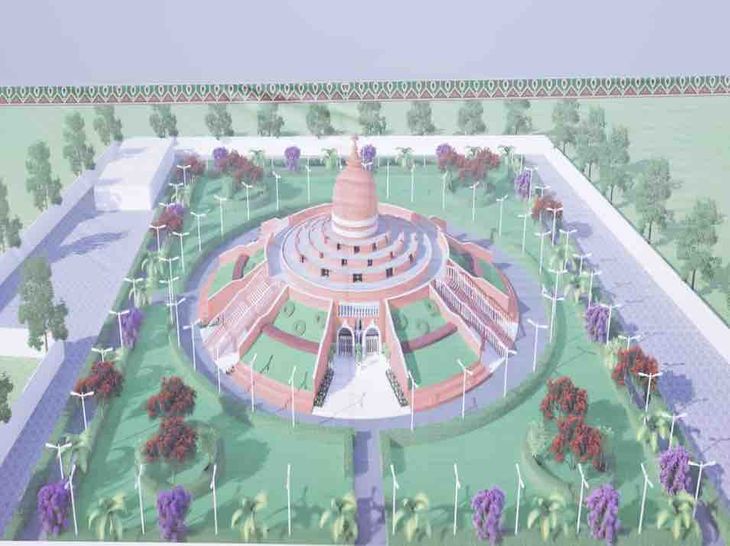 A modern reflection center is being built in front of the Kesariya ...