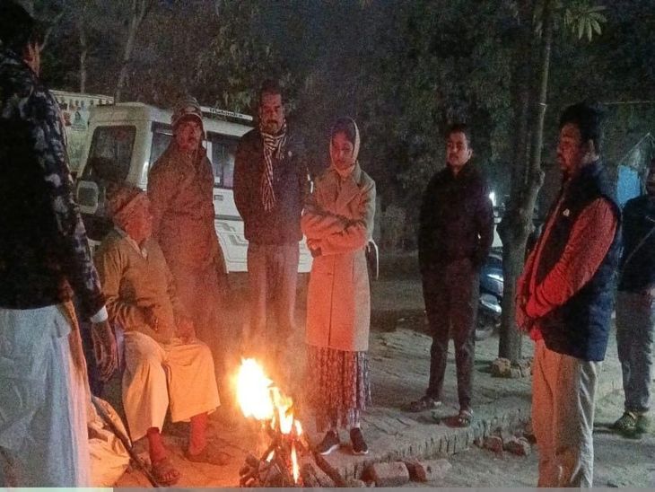 Inspection of bonfires and night shelters to protect from cold in Bhanpur