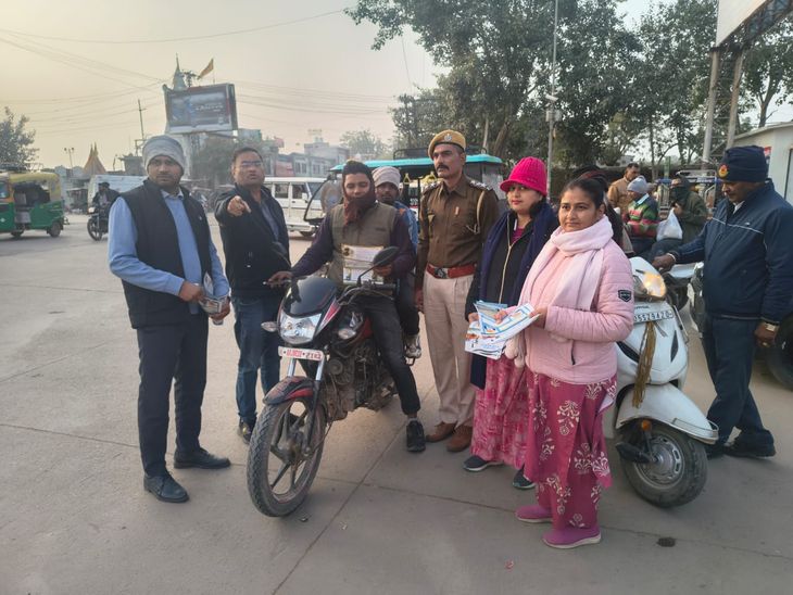 Drivers without helmets were counselled and people were made aware by ...