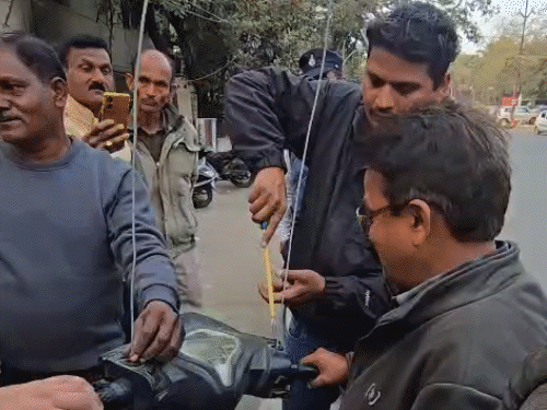 Police are installing protectors to protect themselves from Chinese manjha.