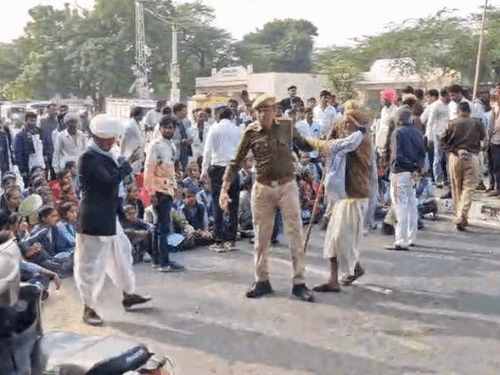 In Jalore, students staged a protest by locking the school gate ...