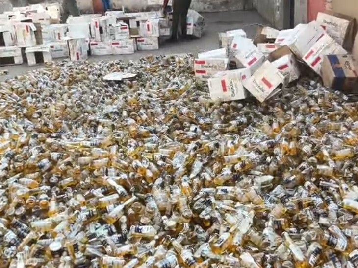 Hapur Excise Action: 6188 Beer Cases Destroyed | Rs 2.5 Cr Expired Liquor