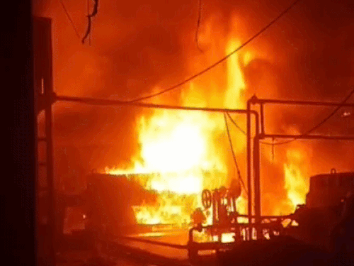 Oil Mill Fire Nadbai | Short Circuit Causes Chaos, Firefighters Control ...
