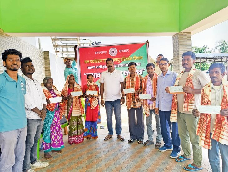 MLA Sonaram Sinku handed over compensation to elephant affected families.
