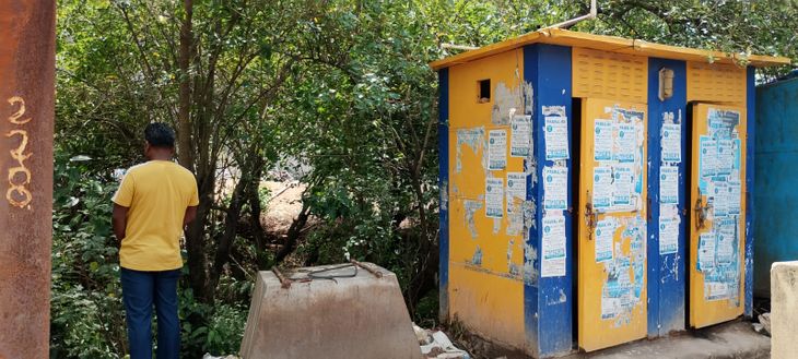 Modular toilets built at a cost of Rs 40 lakh are in a dilapidated ...