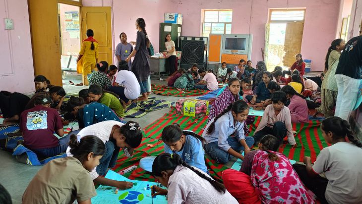 Girls in Kharwa learn self-defense techniques