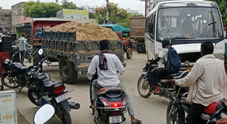 The bus stand has been jammed with gravel tractors and dumpers, causing ...