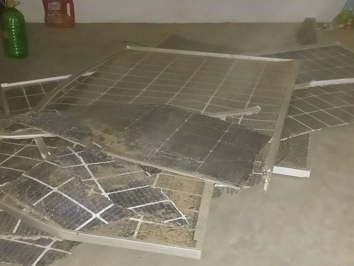 Ummerpur Pyau Mini Market Solar Panels Shops Damaged By Heavy Storm