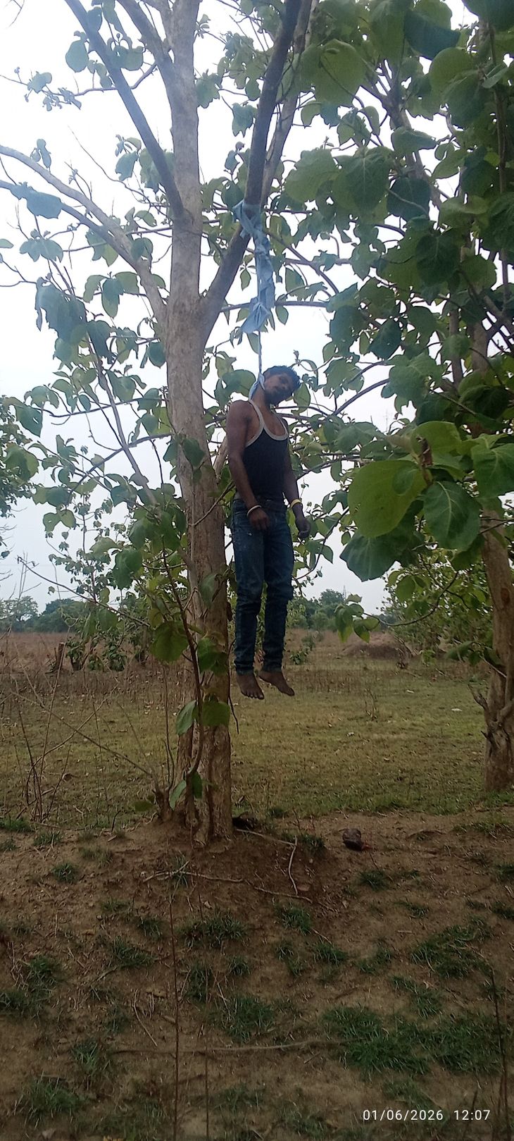 A dead body was found hanging from a tree near the Kantabanji railway ...