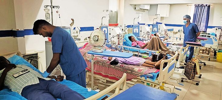 Free dialysis center running in a dilapidated building