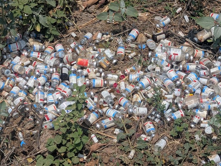Empty vials of high-powered injections were found on the roadside.