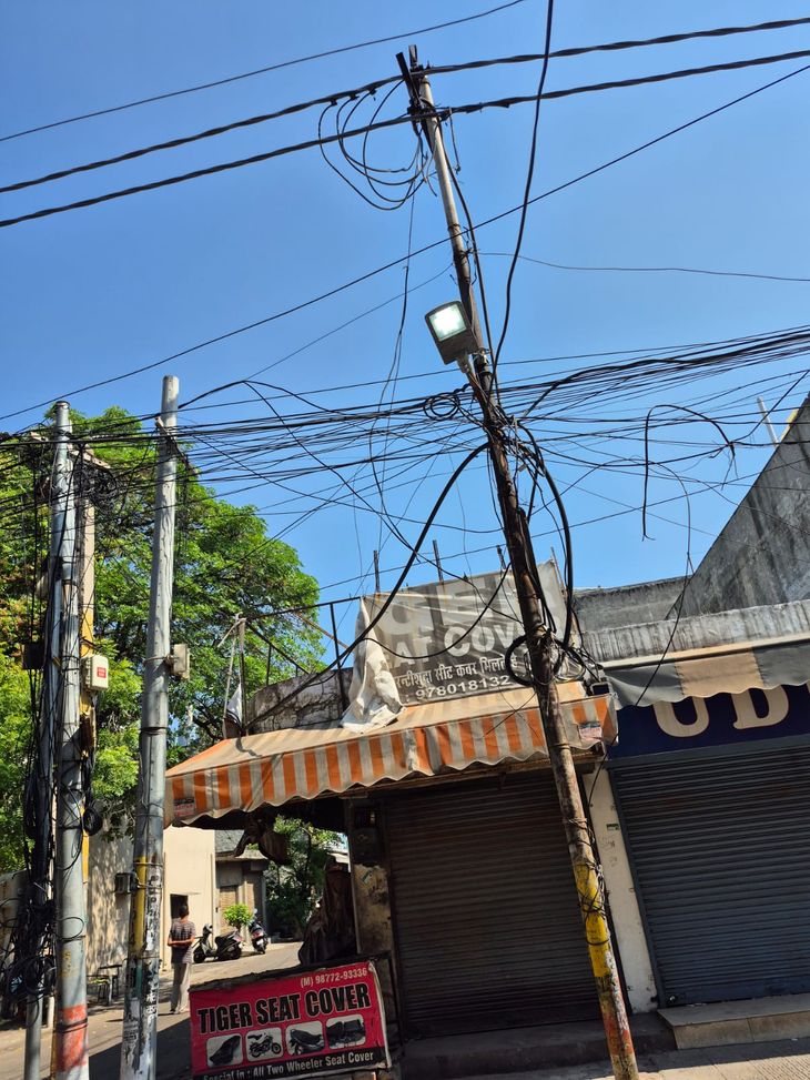 Streetlights are burning day and night in Sahadev Market.