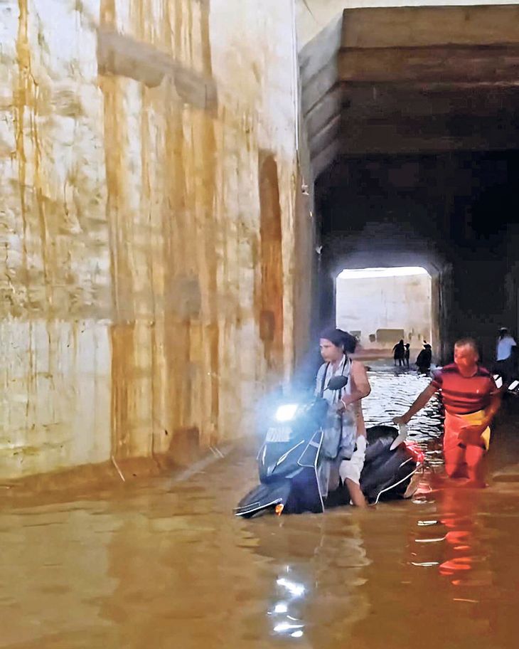 Rain floods underpass near Lota Pahar station; road closed, residents ...