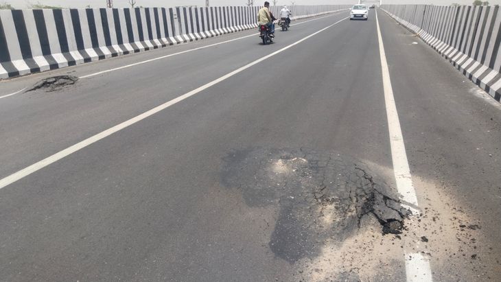 The newly constructed overbridge road has once again been uprooted at ...