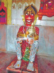 A sindoori robe was offered with reverence at the Hanuman temple, and ...