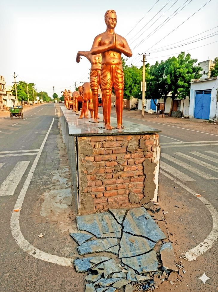 The granite slab of the Yoga Statue Wall on Samdari Road collapsed ...