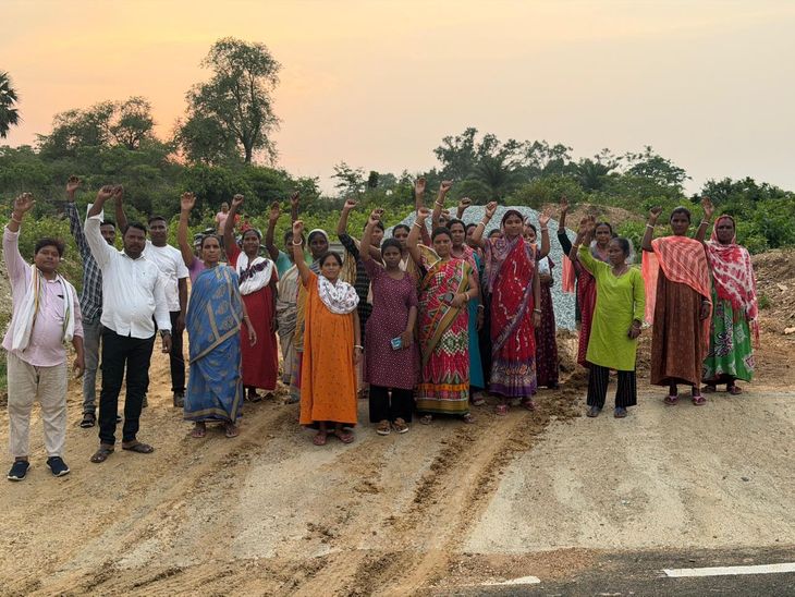 Hundreds of villagers protested against the attempt to block the ...