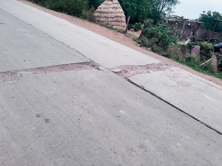 Deep potholes in the newly constructed CC road, increasing the risk of ...