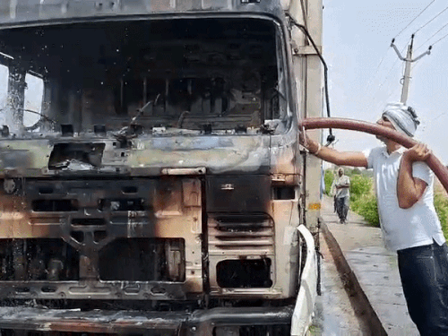 Narnaul Truck Fire | Highway Incident | Truck Cabin Burned