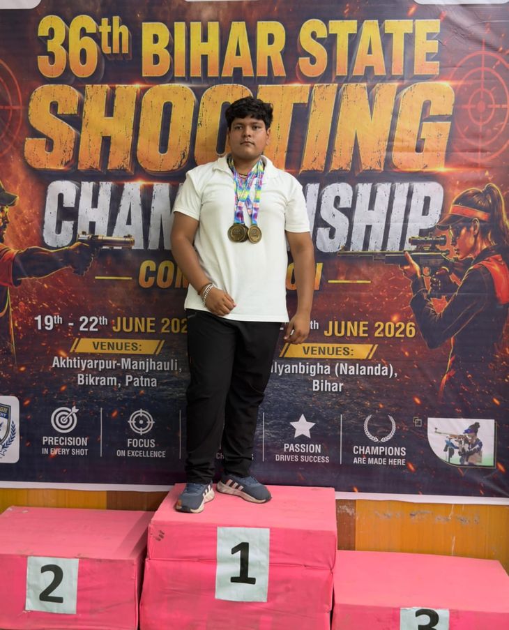 Rudra won 3 medals including 2 gold in Bihar State Shooting Championship