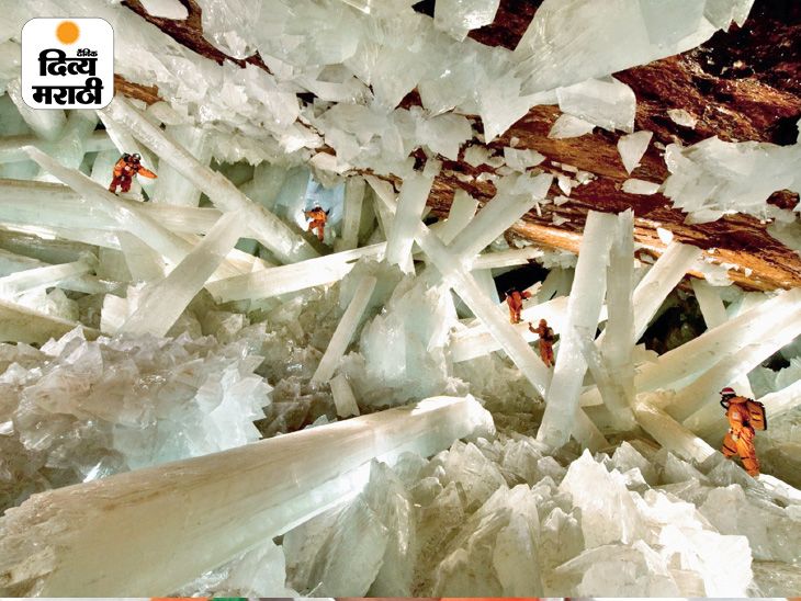 A crystal cave 1 thousand feet deep, the temperature here is almost ...